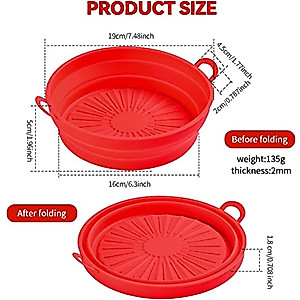 Buddeez foldable air fryer liner, silicone pot, air fryer liner basket, reusable air fryer basket, food safety air fryer oven accessories (7.5 inches [3 to 5 quarts]…