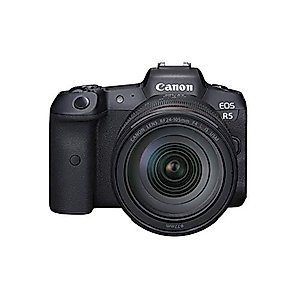 Canon EOS R5 Full Frame Mirrorless Camera + RF 24-105mm F4 L is USM Lens Kit, Black (4147C013) (Renewed)