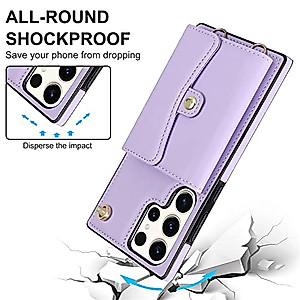 DRXVE Shoulder Strap Leather Phone Case for Samsung Galaxy A73 A53 A13 A72 A52S A52 A12 A51 A71 A70 Note 20 10 9 Wallet Card Cover Bag,Pink, for Samsung Note20 Ultra