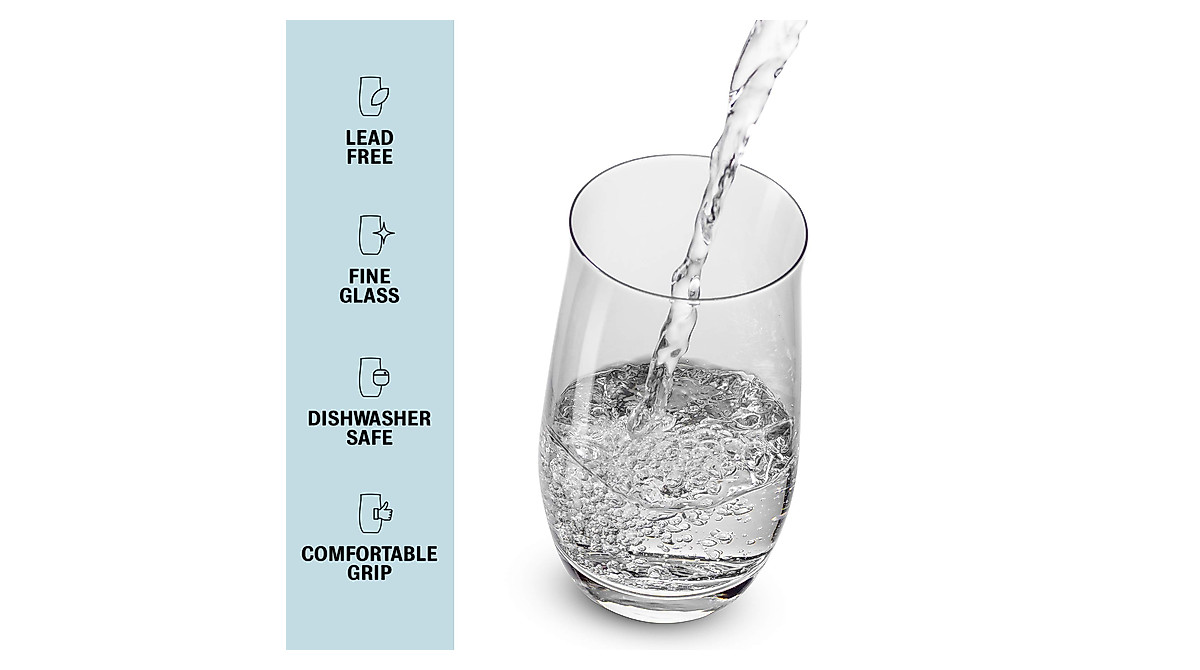 Beneti Highball Glass Set of 6 - Durable European Drinking Glasses