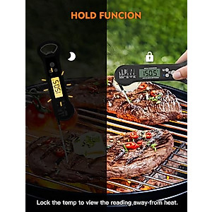 JOYHILL Meat Thermometer Digital for Cooking, Instant Read Meat Thermometer with Foldable Probe, Backlight, Calibration, Magnet, Waterproof Probe Food Thermometer for BBQ, Grill, Deep Frying, Kitchen