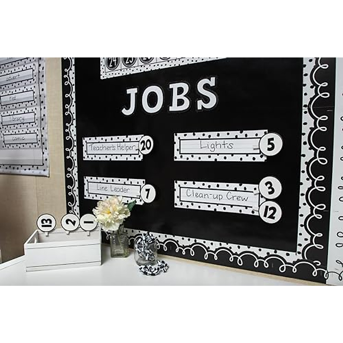 Teacher Created Resources Black Painted Dots on White Straight Rolled Border Trim (TCR8910)