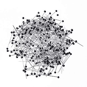 250 Pieces Sewing Pins Ball Glass Head Pins Straight Quilting Pins for Dressmaker Jewelry Decoration, Black