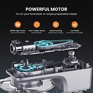 VIVOHOME 7.5 Quart Stand Mixer, 660W 6-Speed Tilt-Head Kitchen Electric Food Mixer with Beater, Dough Hook, Wire Whip, and Egg Separator, Iron Gray