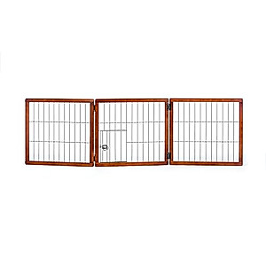Carlson Pet Products Design Paw 62-Inch Super Wide 3 Panel Premium Wooden Pet Gate,Brown