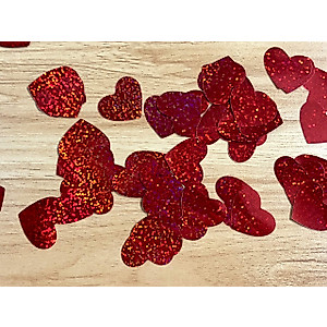 600Pcs Valentines Day Heart Confetti, Red Glitter Valentines Confetti Hearts, Hearts Table Confetti Decorations for Valentine's Day Wedding Anniversary Party Home Table Decoration Photo Booth Backdrop