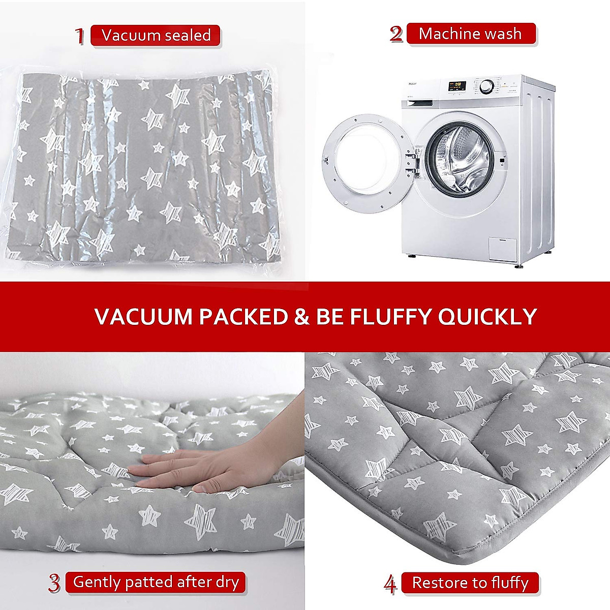 Teepee Play Tent Mat, Square Padded Mat for Playtent, Anti Slip Baby Quilted Activity Mat for Boys and Girls, Toddlers and Kids Playtime