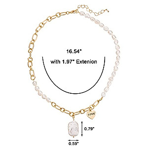 Itcoery Women’s Baroque Pearls Pendant Necklace Chunky Irregular Pearl Necklace