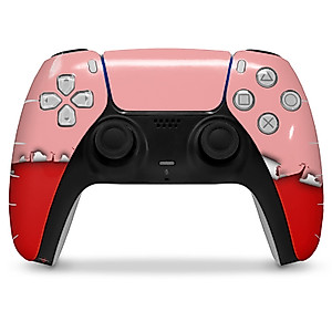 WraptorSkinz Skin Wrap compatible with Sony PS5 DualSense Controller Ripped Colors Pink Red (CONTROLLER NOT INCLUDED)