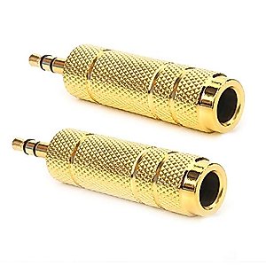 Wakaka 2 Pack 3.5mm Male Plug to 6.5mm Female Jack Audio Stereo Headphone Adaptor Converter Microphone Audio with 24K Gold Plated