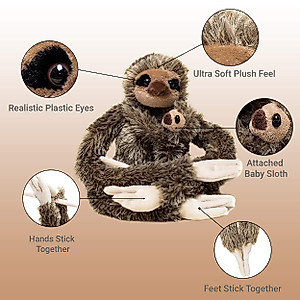 Edgewood Toys 28-Inch Hanging Sloth Stuffed Animal with Baby - Ultra Soft Sloth Plush Design with Hands and Feet That Connect - Realistic & Cute - Bring These Popular Sloths Home to Kids Ages 3+
