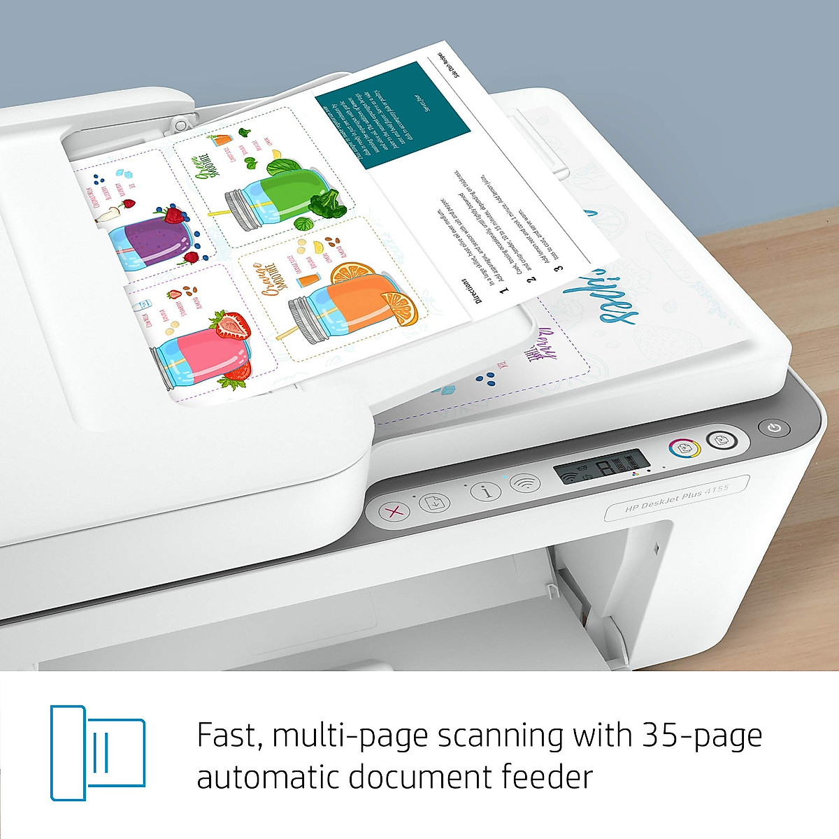 HP DeskJet Plus 4155 Wireless All-in-One Printer | Mobile Print, Scan & Copy | HP Instant Ink Ready | Auto Document Feeder (3XV13A) (Renewed)