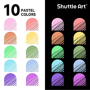 Shuttle Art Colored Retractable Gel Pens, 10 Pastel Ink Colors, Cute Pens 0.7mm Fine Point Quick Drying for Black Paper Writing Drawing Journaling Note Taking School Office Home