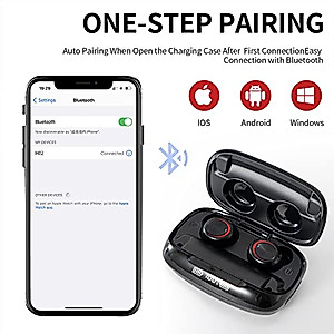 TUMWOVE Wireless Earbuds Bluetooth Earbuds Headphones with LED Charging Case Low Latency Bluetooth 5.0 3D Stereo Sound IPX7 Waterproof 2000mAh Battery Deep Bass Sound 90H Playtime for Android iOS