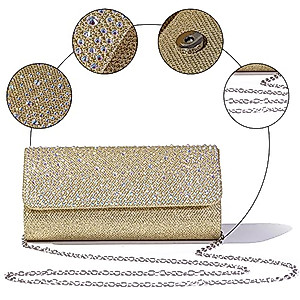 Generies RAPENG Crystal Rhinestone Women Clutch Bag evening handbag Glitter Envelope Evening Purse (gold)