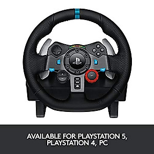 Logitech G29 Driving Force Racing Wheel and Floor Pedals, Real Force Feedback, Stainless Steel Paddle Shifters, Leather Steering Wheel Cover for PS5, PS4, PC, Mac - Black