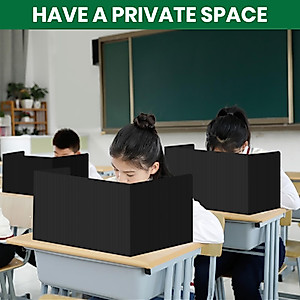 Ayuanb 4 PCS Desk Dividers, 17 x 14 x 13.5 Inch Plastic Classroom Privacy Shields for Student Desks with Name Labels, School Class Study Carrel Folder Boards Teacher Supplies (Black)