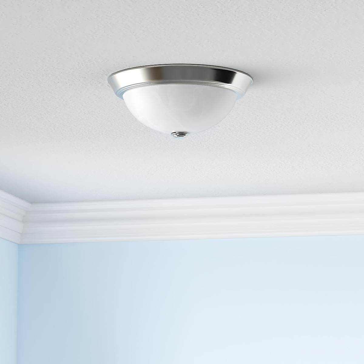 Aspen Creative 63013-1 Two-Light Flush Mount In Brushed Nickel with White Alabaster Glass Shade,11" DIAMETER