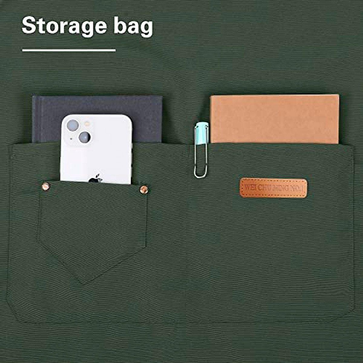 LOYGLIF Apron for Men Women with Adjustable Straps and Large Pockets, Canvas Cotton Cooking Kitchen Chef Bib Aprons Waterproof Green