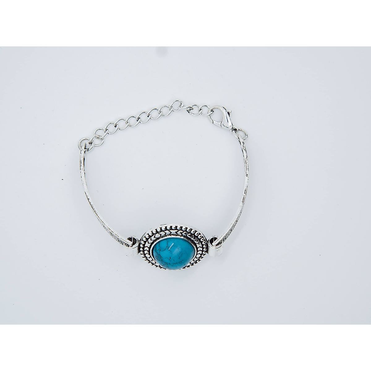 ZIVEMOT Western National Style Vintage Turquoise Bracelet Silver Turquoise Bangle Western Jewelry for Women