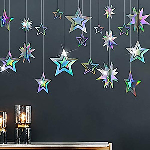 Star Party Decoration Iridescent Party Supplies Holographic Twinkle Little Stars Garlands Hanging Euphoria Party Decorations Backdrop Birthday Bachelorette Ramadan EID Graduation Prom Disco Party