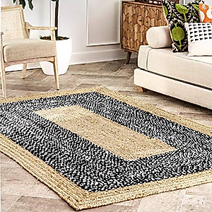 nuLOOM Lesha Natural Fiber Jute Area Rug, 5' x 8' Oval, Black