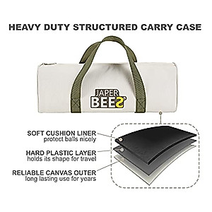 JAPER BEES Bocce Ball Set Solid Resin 90mm Outdoor Lawn Games for Family with 8 Balls 1 Pallino Measuring Rope Canvas Carrying Case