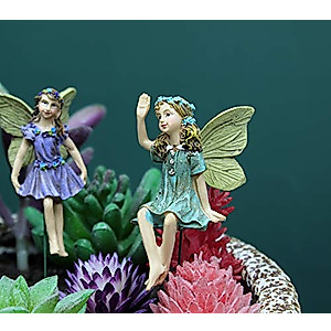 Dorlotou Fairy Garden Figurines 6pcs Miniature Fairies for Outdoor Garden Décor