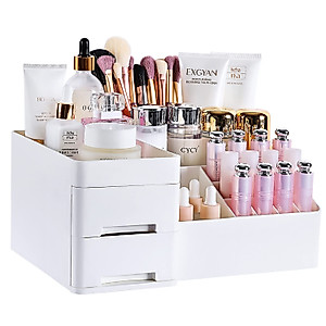 Makeup Organizer,Cosmetic Desk Storage Box with Drawers Skincare Organizers for Dressing Table, Countertop, Bathroom Counter, Vanity Holder for Brushes, Lotions, Lipstick and Nail Polish