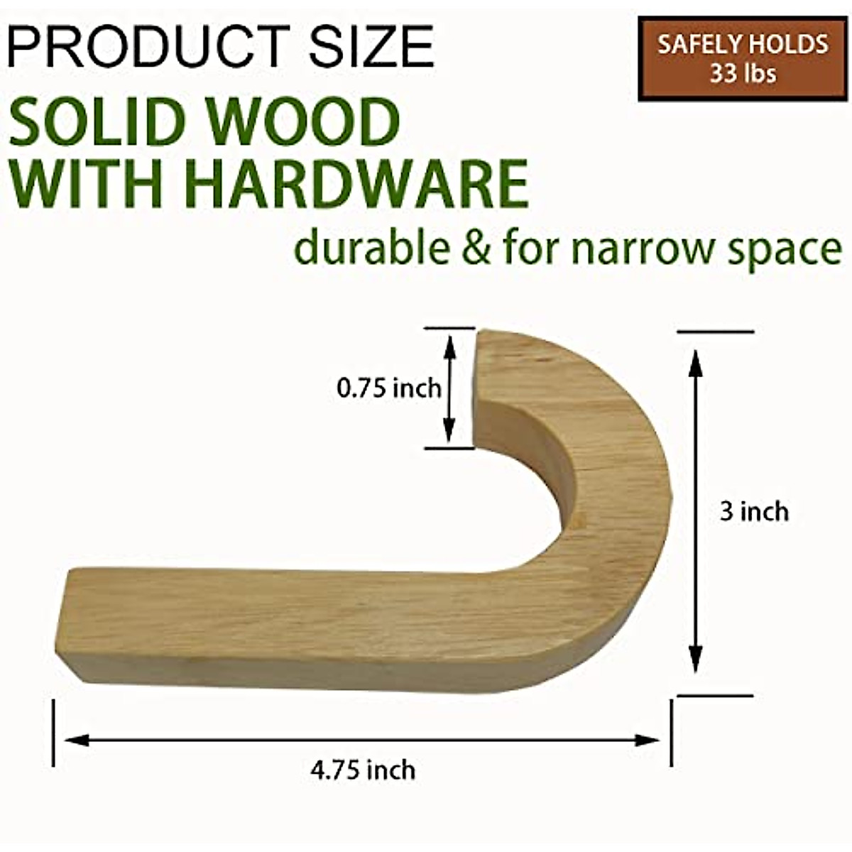 iPreference Wooden Hooks Wall Hook Decorative J Hook Wall Hook Hat Rack Coat Rack Tower Hanger 4pcs