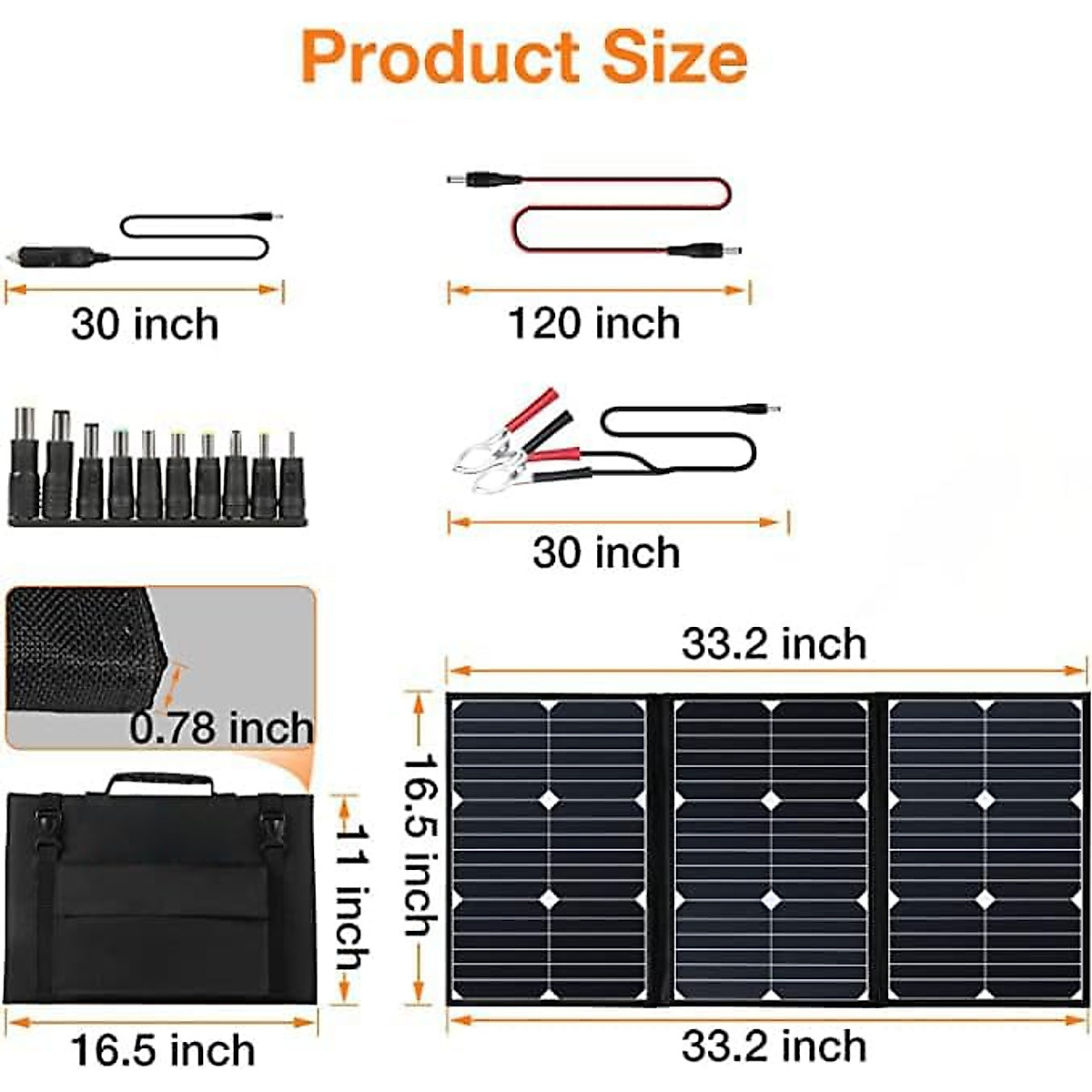 Himino 60 Watt Foldable Solar Panel Battery Charger Kit for Portable Generator Power Station Cell Phones Laptop 24V Car Boat RV Trailer Battery Charge (60W)