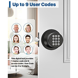 Keypad Door Lock with Handle, Keyless Entry Door Lock, Door Knob with Keypad, Door Lock for Bedroom, Door Knob with Lock for Front Door Garage Home Apartment, Oil Rubbed Bronze