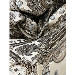 Decora Furnishings Luxurious Woven Jacquard Majestic Damask Fabric for Upholstery, Dining Chairs, Window Treatments, Crafts - Renaissance Rococo Victorian - 54" Width - by The Yard (Beige/Brown)
