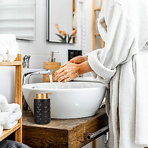 LALA DOLCE Foam Dispenser - Hand Pump Dispenser Foaming Soap Dispenser Ceramic Dish Liquid Dispenser for Kitchen Bathroom Hand Wash Bottle (13.5oz/400ml Black)