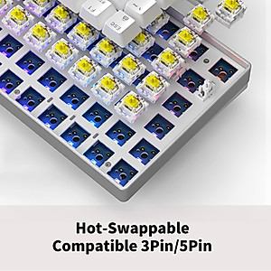 CIY TES84 Hot-Swappable Mechanical Keyboard with CNC Aluminum Case, RGB Wireless/Wired Gaming Keyboard, Double Shot Keycaps,2000mAh Battery (Gateron Yellow, White) (84Keys)