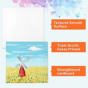 20 Pack 4x4 in Mini Canvases, Small Painting Canvas Panel with Mini Easel, Art Canvas Painting Kit with 10 Brushes & 5 Paint Tray for Kids Teenagers Acrylic Pouring Oil Water Color Gift…