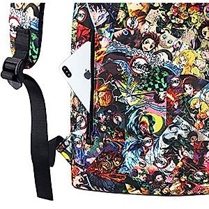 Roffatide Anime Demon Slayer Kimetsu no Yaiba Backpack All Over Printed Schoolbag Laptop Backpack Cosplay Daypacks Black