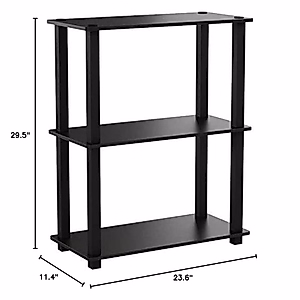 Furinno Turn-S-Tube 3-Tier Compact Multipurpose Shelf Display Rack with Square Tube, Espresso/Black