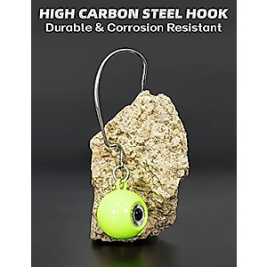 BLUEWING Free Swing Jig Head 1pc Freshwater Fishing Lures Lead Head Jig for Perch Crappie Bluegill Bass Fishing, Size 3oz, Yellow/Green