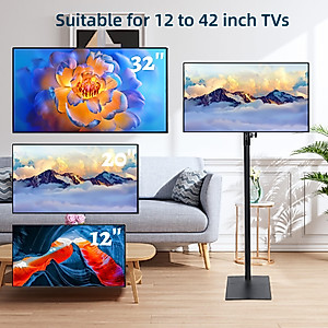 lesolar TV Floor Stand for 12 to 43 inch TVs Tilting Free Standing TV Mount VESA Stand with Height Adjustable and 360 Degree Swivel Floor TV Stand for Bedroom Living Room Corner