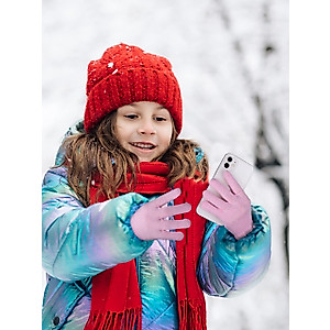 Cooraby 4 Pair Stretch Winter Kids Gloves Full Fingers Magic Gloves Winter Warm Student Knitted Gloves for Boys Girls Kids