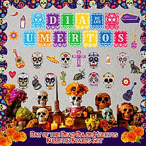 WhatSign Day of The Dead Decorations Halloween Cutouts Sugar Skull Decor Cutout Dia De Los Muertos Halloween Paper Decorations Cutouts Classroom Bulletin Board Halloween Day of The Dead Party Supplies