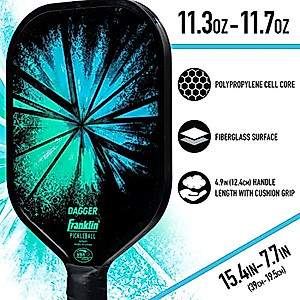 Franklin Sports Pickleball Paddle and Ball Set - (2) Dagger Fiberglass Pickleball Rackets + (4) X-40 Pickleballs - USA Pickleball (USAPA) Approved - 2 Player Pickleball Paddles + Balls Set