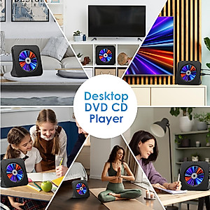 Gueray DVD Player for TV CD Player for Home with Bluetooth Speakers Supports Remote Control Display FM Radio with CD Player USB Card Playback 3.5 mm AUX Alarm Clock All Region Free with AV Dust Cover