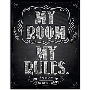 My Room My Rules - 11x14 Unframed Cool Art Print Posters for Teens - Cute Decor for Teen Room Aesthetic, Stuff for College Dorm Room Essentials - Cheap Gift Under $15