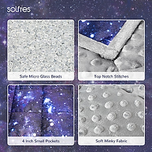 Solfres 7lbs Weighted Blanket, 41 x 60 Inches, Printing Heavy Blanket 7 Pounds for Children and Teens Ultra Soft and Cozy, Stars, Sensory Items, Universe Galaxy