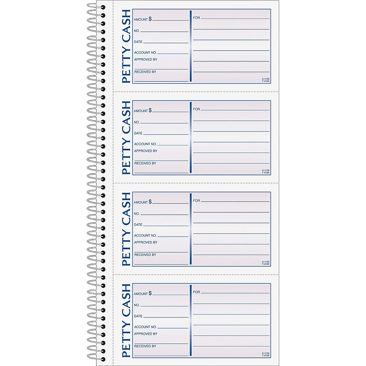 Adams Spiral Petty Cash Book, 2-Part, Carbonless, 4 Messages per Page, 200 Sets per Book (SC1156)