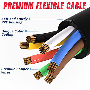 Voilamart 7 Way 8Feet Trailer Cord with 7 Gang Junction Box Kit,7 Way Trailer Wiring Harness Kit,12V Breakaway Switch and Plug Holder,Connector Cable Wiring Harness with Waterproof Junction Box