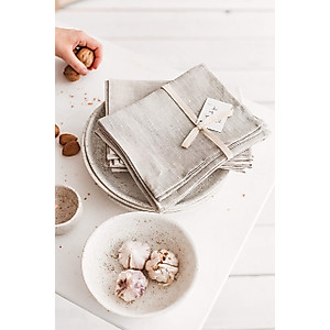 Pure 100% Linen Flax Washcloths - 4-Pack Natural Linen Dish Towels and Dish Cloths Set - Tea Towel Cloth Napkins - Small Hand Towels for Kitchen