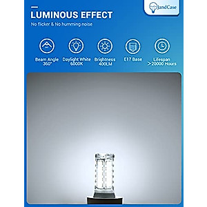 JandCase Microwave Light Bulbs Under Hood, Ceramic E17 LED Bulbs 40 Watt Equivalent, Daylight White 6000K Appliance Bulbs for Refrigerator,Microwave, Oven, Stove Hood, Non-Dimmable, 2Pack